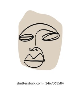 One Line Abstract Face Drawing Minimalism Stock Vector (Royalty Free ...