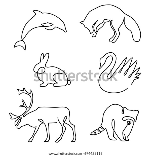One Line Animals Design Silhouette Logo Stock Vector (Royalty Free ...