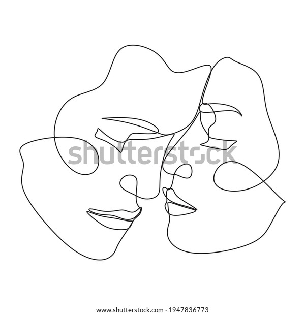 One Line Art Couple Line Art Stock Vector (Royalty Free) 1947836773 ...