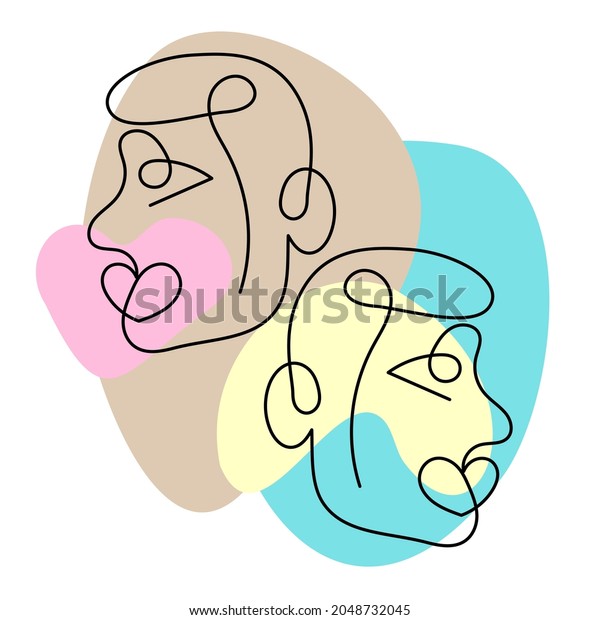 One Line Art Face Man Modern Stock Vector (Royalty Free) 2048732045 ...