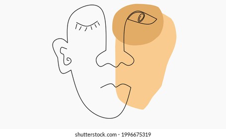One Line Art Human Face: เวกเตอร์สต็อก (ปลอดค่าลิขสิทธิ์) 1996675319 ...