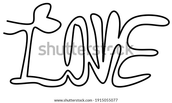 One Line Art Love Text Stock Vector (Royalty Free) 1915055077 ...