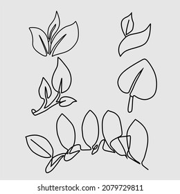 One Line Art On Leaf Stock Vector (Royalty Free) 2079729811 | Shutterstock