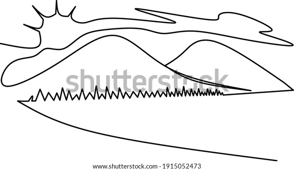 One Line Art Simple Landscape Stock Vector (Royalty Free) 1915052473 ...
