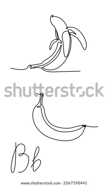 One Line Banana Linear Illustration One Stock Vector (Royalty Free ...