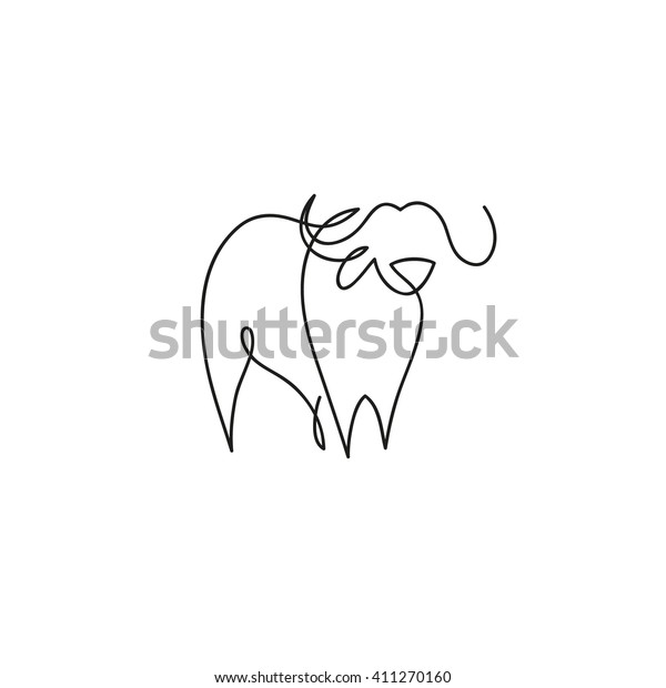 One line buffalo design silhouette. Hand drawn minimalism style vector ...