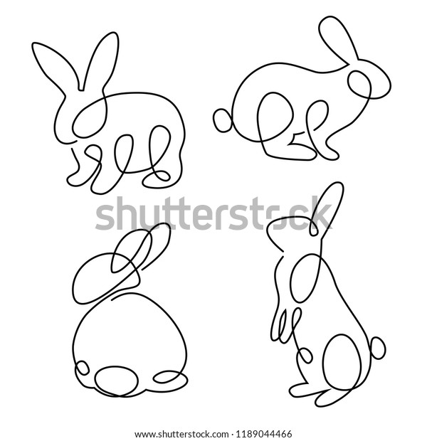 One Line Bunny Logo: vetor stock (livre de direitos) 1189044466 ...