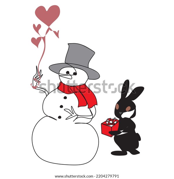 One Line Bunny Rabbits Print Art Stock Vector (Royalty Free) 2204279791 ...