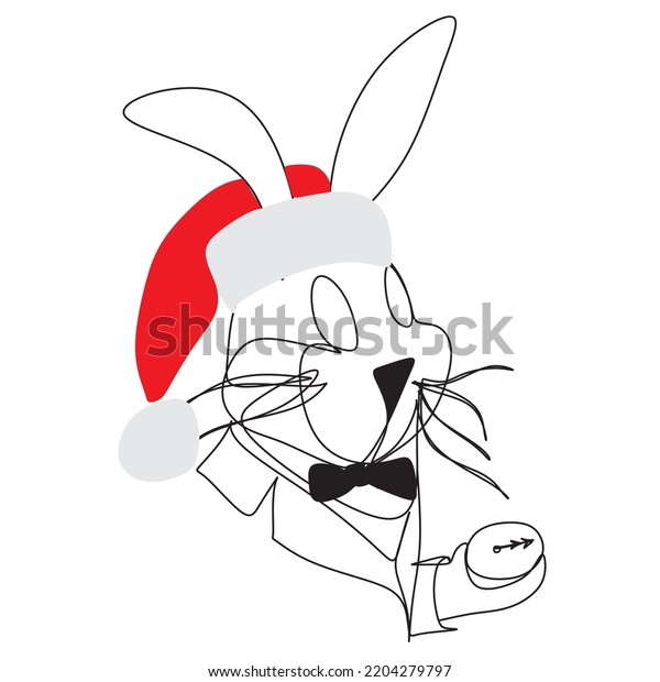 One Line Bunny Rabbits Print Art Stock Vector (Royalty Free) 2204279797 ...