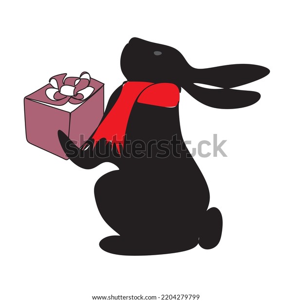 One Line Bunny Rabbits Print Art Stock Vector (Royalty Free) 2204279799 ...