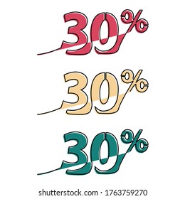 One Line Continuous Drawing Colorful Thirty Stock Vector (Royalty Free ...