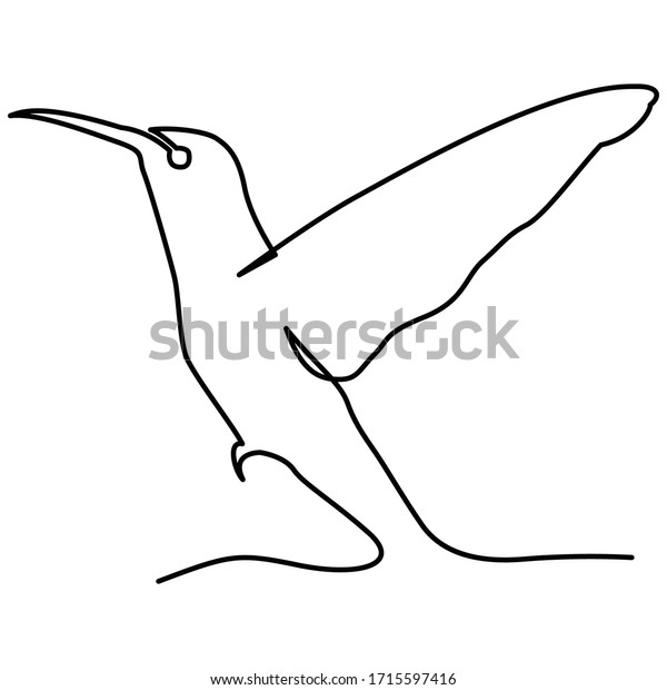 One Line Continuous Drawing Humming Bird Stock Vector (Royalty Free ...