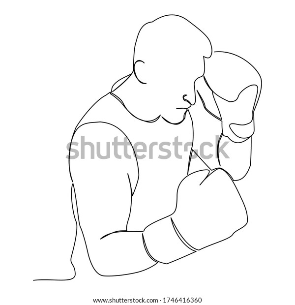 One Line Continuous Drawing Wearing Boxing Stock Vector (Royalty Free ...
