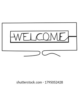 One Line Continuous Drawing Welcome Board Stock Vector (Royalty Free ...