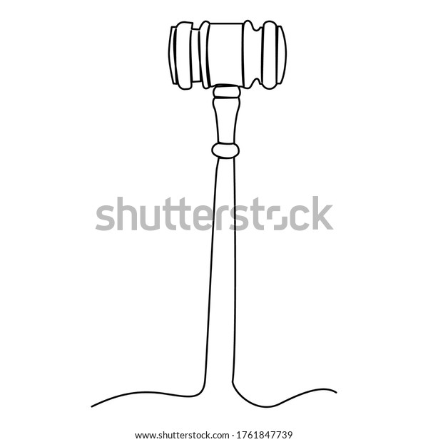 One Line Continuous Drawing Wooden Mallet Stock Vector (Royalty Free ...