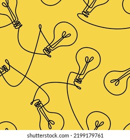 One Line Continuous Light Bulb Vector Stock Vector (Royalty Free ...