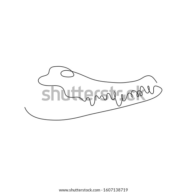 One Line Crocodile Head Design Silhouette Stock Vector (Royalty Free ...