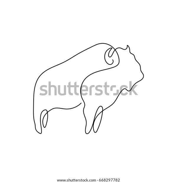 One Line Design Silhouette Buffalohand Drawn Stock Vector (Royalty Free ...