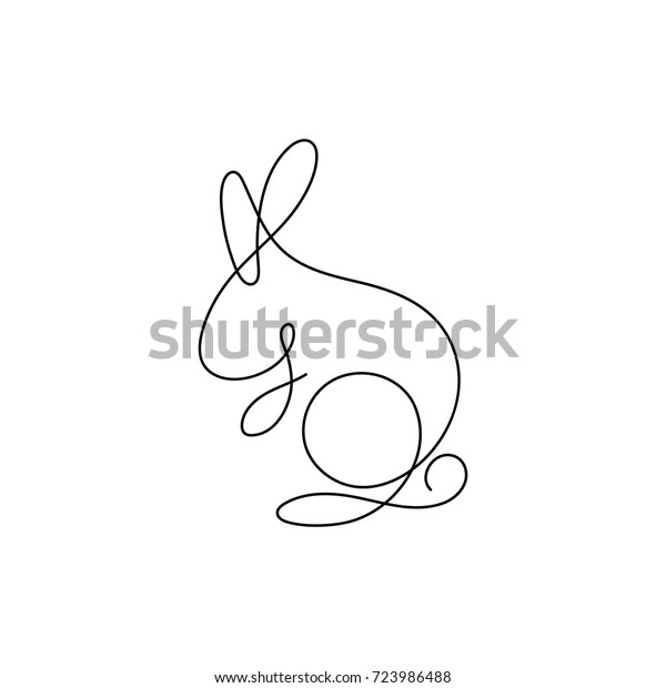 One Line Design Silhouette Rabbithand Drawn Stock Vector (Royalty Free ...