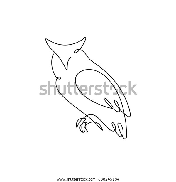 One line design silhouette of wise owl.hand drawn minimalism style ...