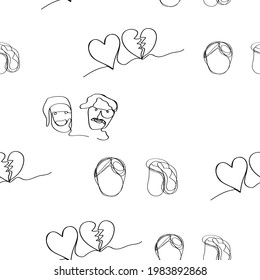 One Line Doodle Pattern People Heart Stock Vector (Royalty Free ...