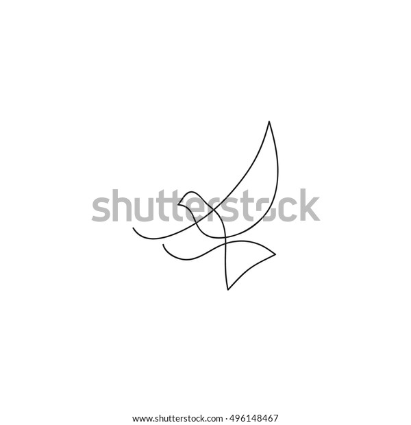 One line dove flies design silhouette.Hand drawn minimalism style ...