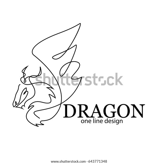 One Line Dragon Design Silhouettehand Drawn Stock Vector (Royalty Free ...