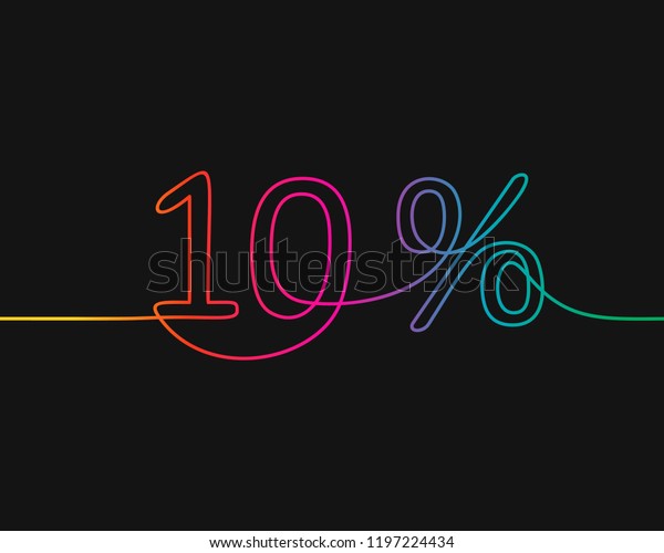 One Line Drawing 10 Percent Discount Stock Vector (Royalty Free ...