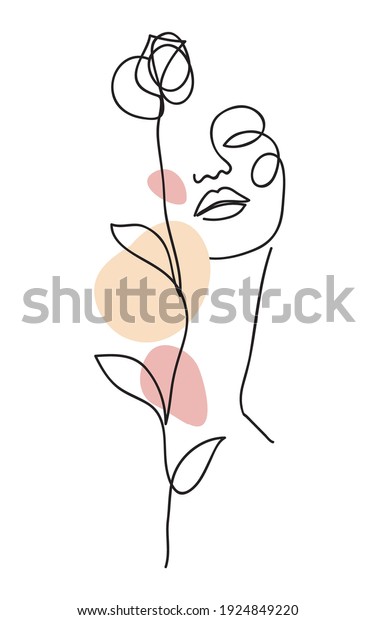 One Line Drawing Abstract Beautiful Girl Stock Vector (Royalty Free ...