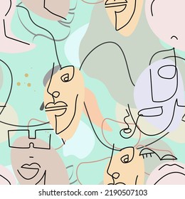 One Line Drawing Abstract Face Seamless Stock Vector (Royalty Free ...
