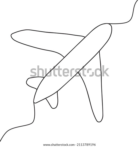 One Line Drawing Air Plane Continuous: เวกเตอร์สต็อก (ปลอดค่าลิขสิทธิ์ ...