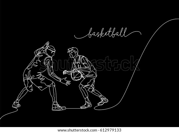 One Line Drawing Basketball Player Black: vector de stock (libre de ...
