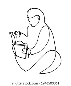 One Line Drawing Boy Reading Open Stock Vector (Royalty Free ...