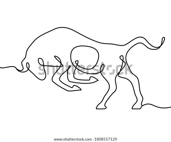 One line drawing bull. Continuous line art of Bull. Symbol of 2021 new ...