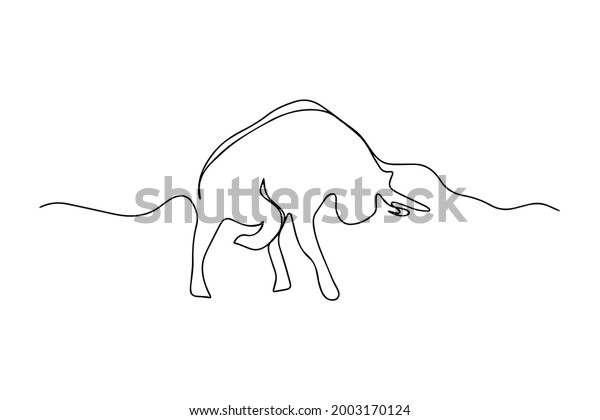 One Line Drawing Bull Mascot Concept Stock Vector (Royalty Free ...