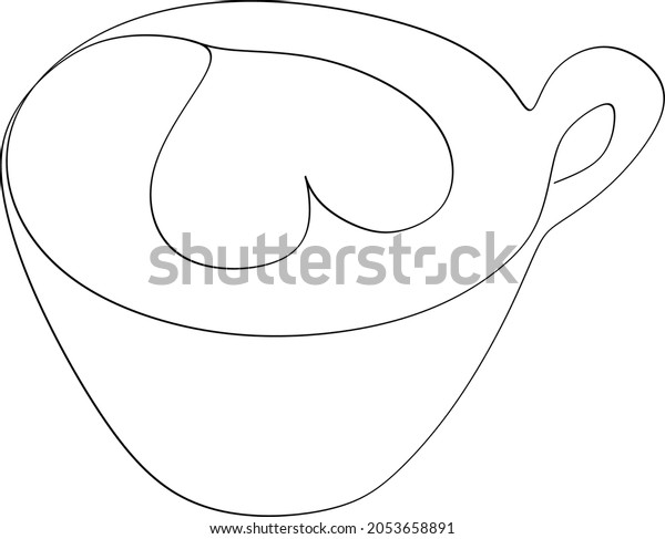 One Line Drawing Coffee Cup Heart Stock Vector (Royalty Free ...