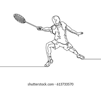 Hand Sketch Man Playing Badminton Vector Stock Vector (Royalty Free ...