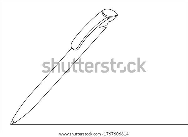 One Line Drawing Continuous Line Pen Stock Vector (Royalty Free ...