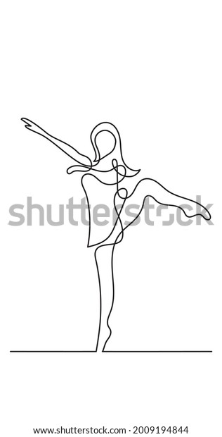 One Line Drawing Dancing Beautiful Woman Stock Vector (Royalty Free ...