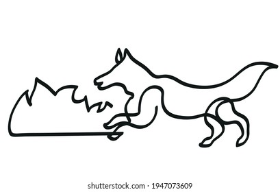 One Line Drawing Dog Running One Stock Vector (Royalty Free) 1947073609 ...