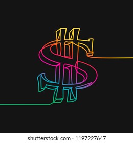 One Line Drawing Dollar Sign 3d Stock Vector (Royalty Free) 1197227647