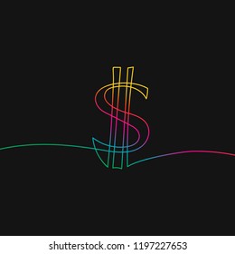One Line Drawing Dollar Sign Rainbow Stock Vector (Royalty Free ...