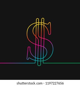 One Line Drawing Dollar Sign Rainbow Stock Vector (Royalty Free) 1197227656