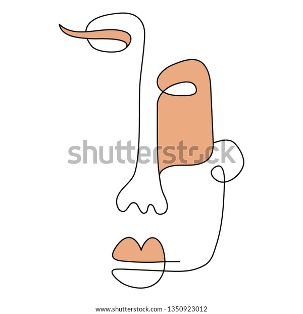 One line drawing face. Modern minimalism art, aesthetic contour ...