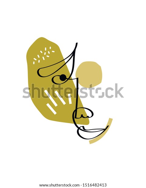One line drawing face. Modern minimalism art, aesthetic contour ...