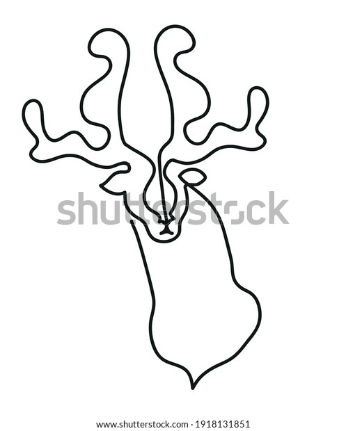 One Line Drawing Fallow Deer Head Stock Vector (Royalty Free ...