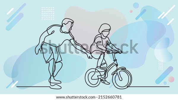 One Line Drawing Father Helping Child: เวกเตอร์สต็อก (ปลอดค่าลิขสิทธิ์ ...