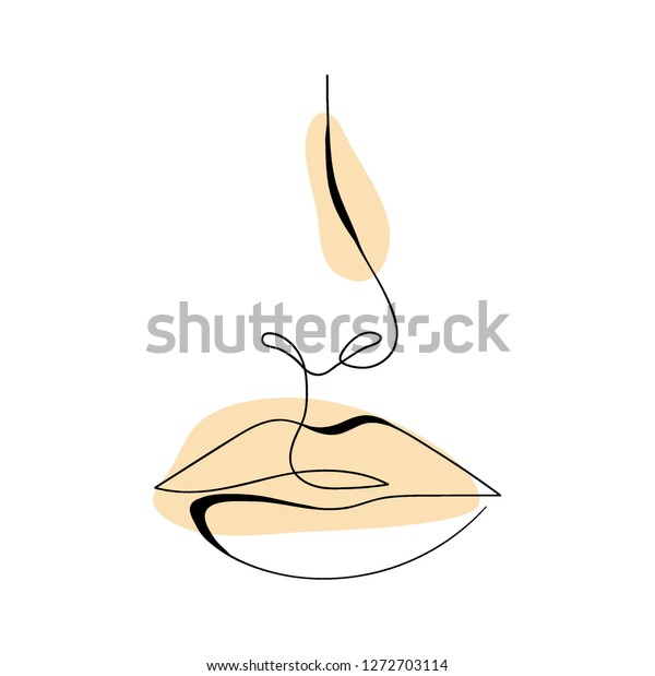 One Line Drawing Lips Modern Minimalism Stock Vector Royalty Free