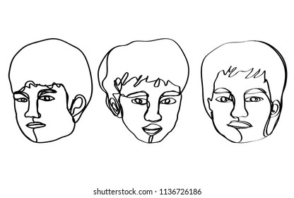Stock vektor „One Line Drawing Man Face Vector“ (bez autorských ...