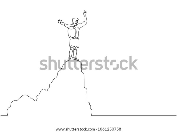 One Line Drawing Man On Top Stock Vector (Royalty Free) 1061250758 ...